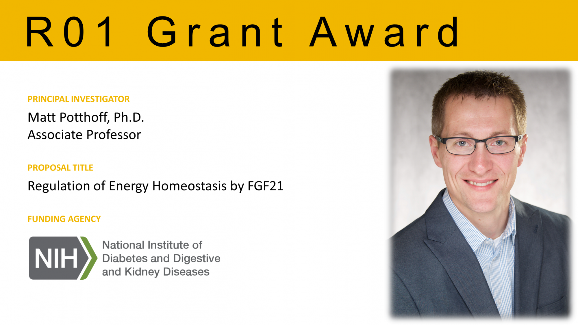 Congratulations to Matt Potthoff, PhD on his recent R01 Grant Award from NIH National Institute ...
